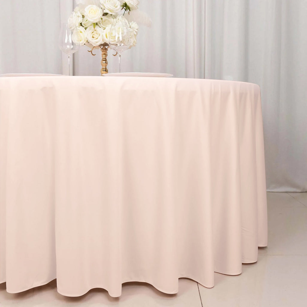 Premium Scuba Round Tablecloth 120" Blush | TableclothsFactory