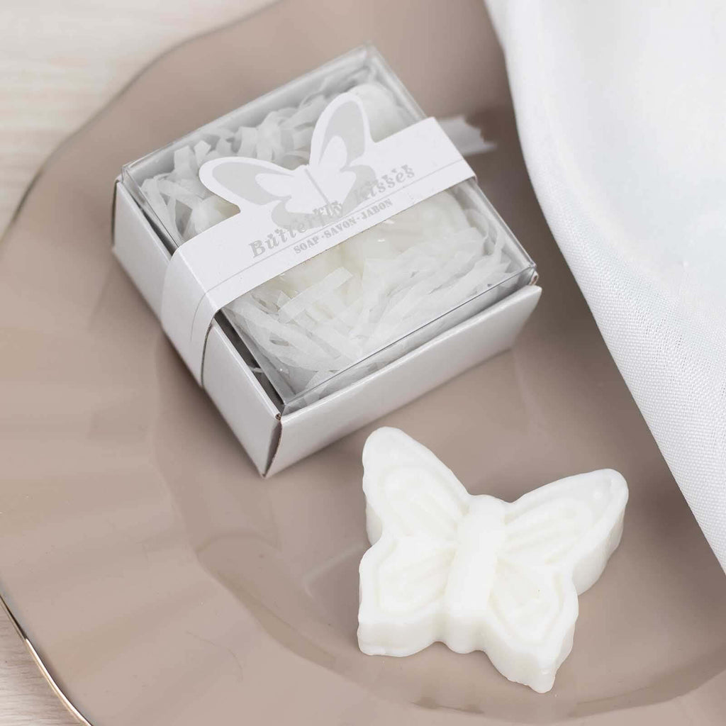 10 Pack White Butterfly Soap Favors | TableclothsFactory