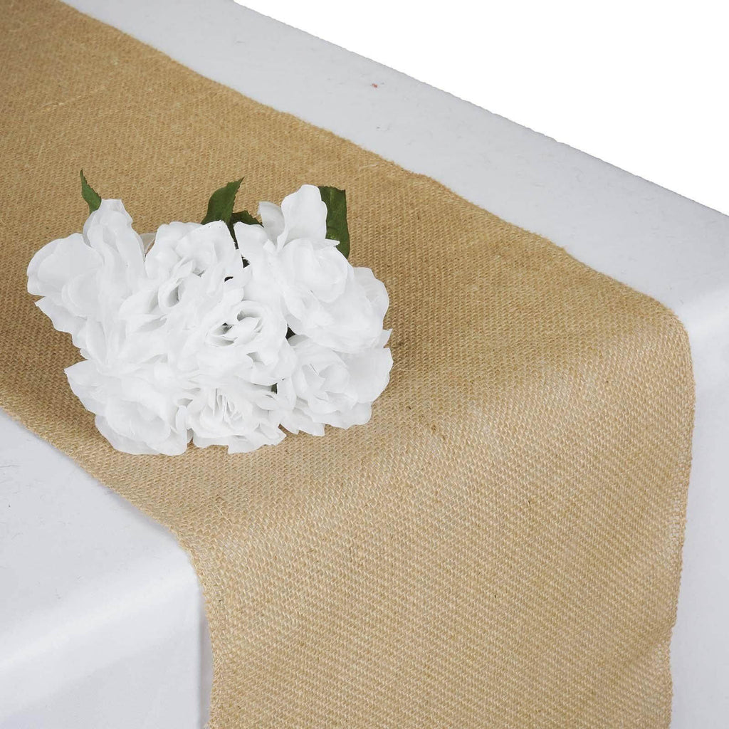Burlap Jute Table Runner 12"x108" Natural | TableclothsFactory