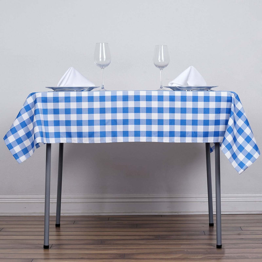 Checkered Square Overlay 54"x54" White/Blue | TableclothsFactory