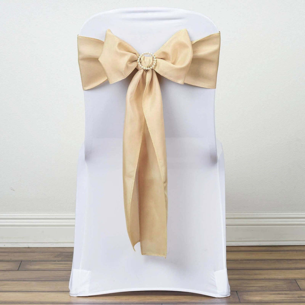 Polyester Chair Sashes 6"x108" Champagne | TableclothsFactory