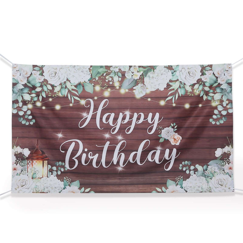 6ftx3ft Rustic Floral Birthday Photo Backdrop | TableclothsFactory