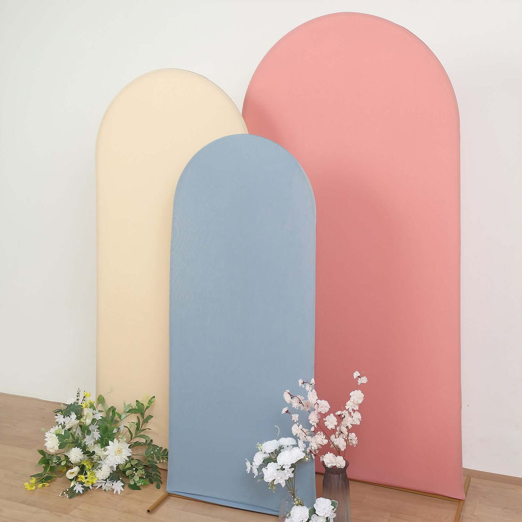 5ft Matte Dusty Blue Spandex Chiara Backdrop Cover | TableclothsFactory