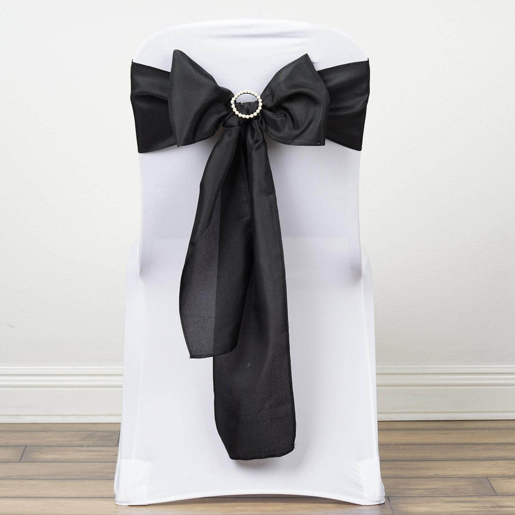 Polyester Chair Sashes 6"x108" Black | TableclothsFactory