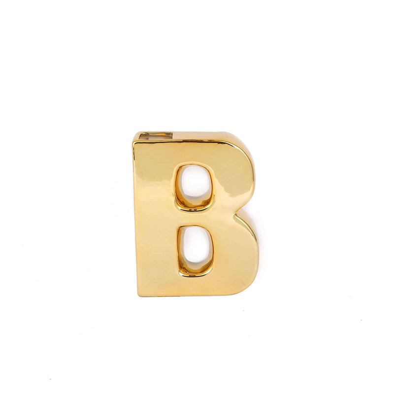 6" Ceramic Vase Letter "R" Gold by TableclothsFactory.com