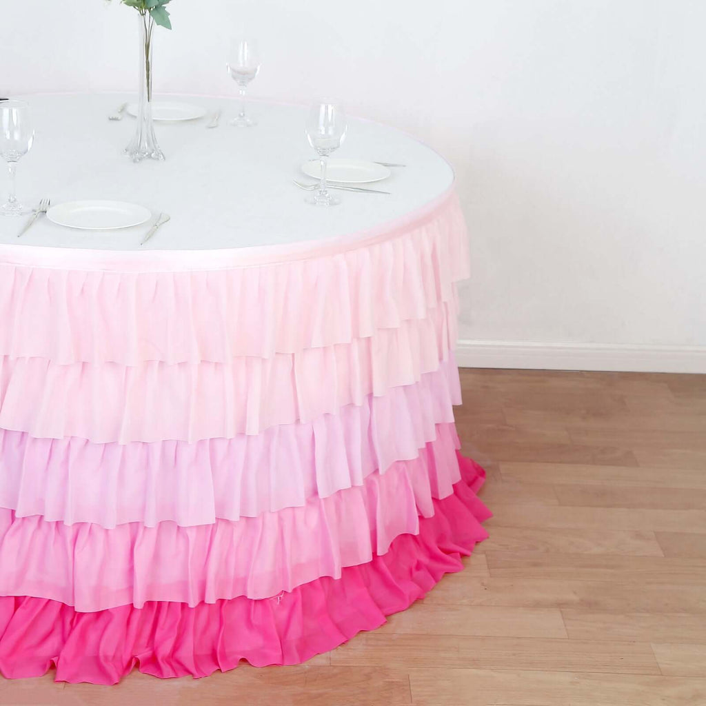 Chiffon Skirt 14ft Gradient Pink | TableclothsFactory
