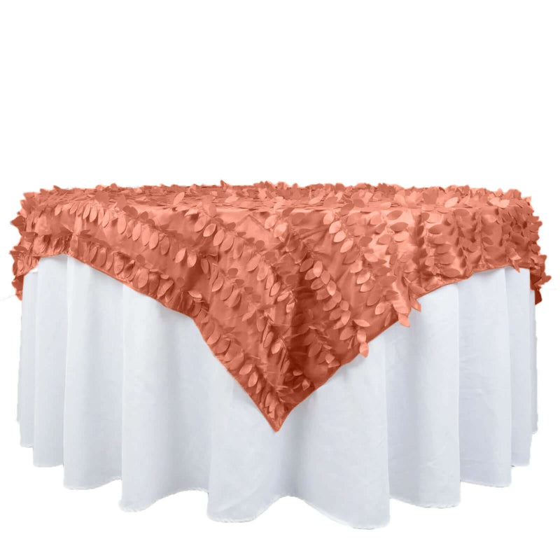 Leaf Taffeta Overlay 72"x72" Taupe | TableclothsFactory