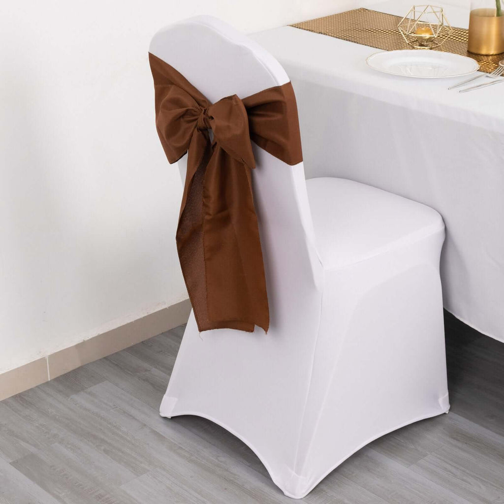 Polyester Chair Sashes 6"x108" Cinnamon Brown | TableclothsFactory