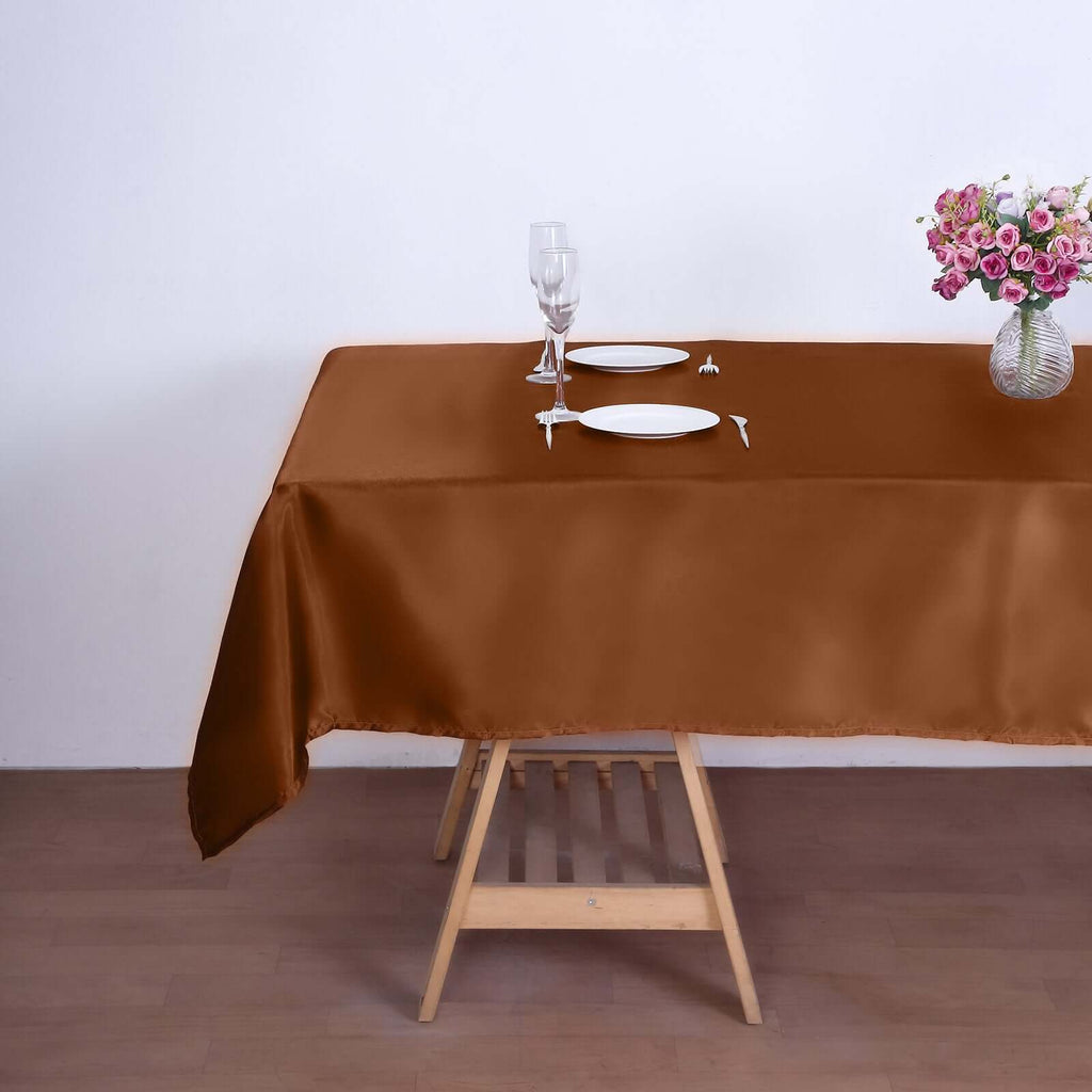 Satin Tablecloth 60"x102" Cinnamon Brown | TableclothsFactory
