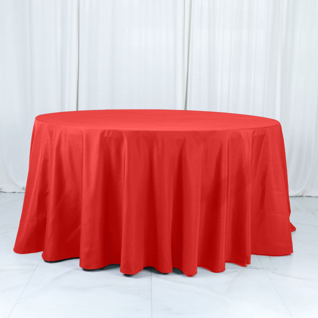 Cotton Blend Round Tablecloth 132" Red | TableclothsFactory