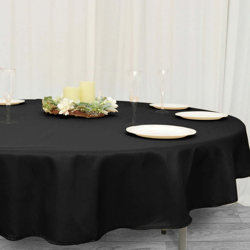 Premium Polyester Tablecloth 70" Black | TableclothsFactory