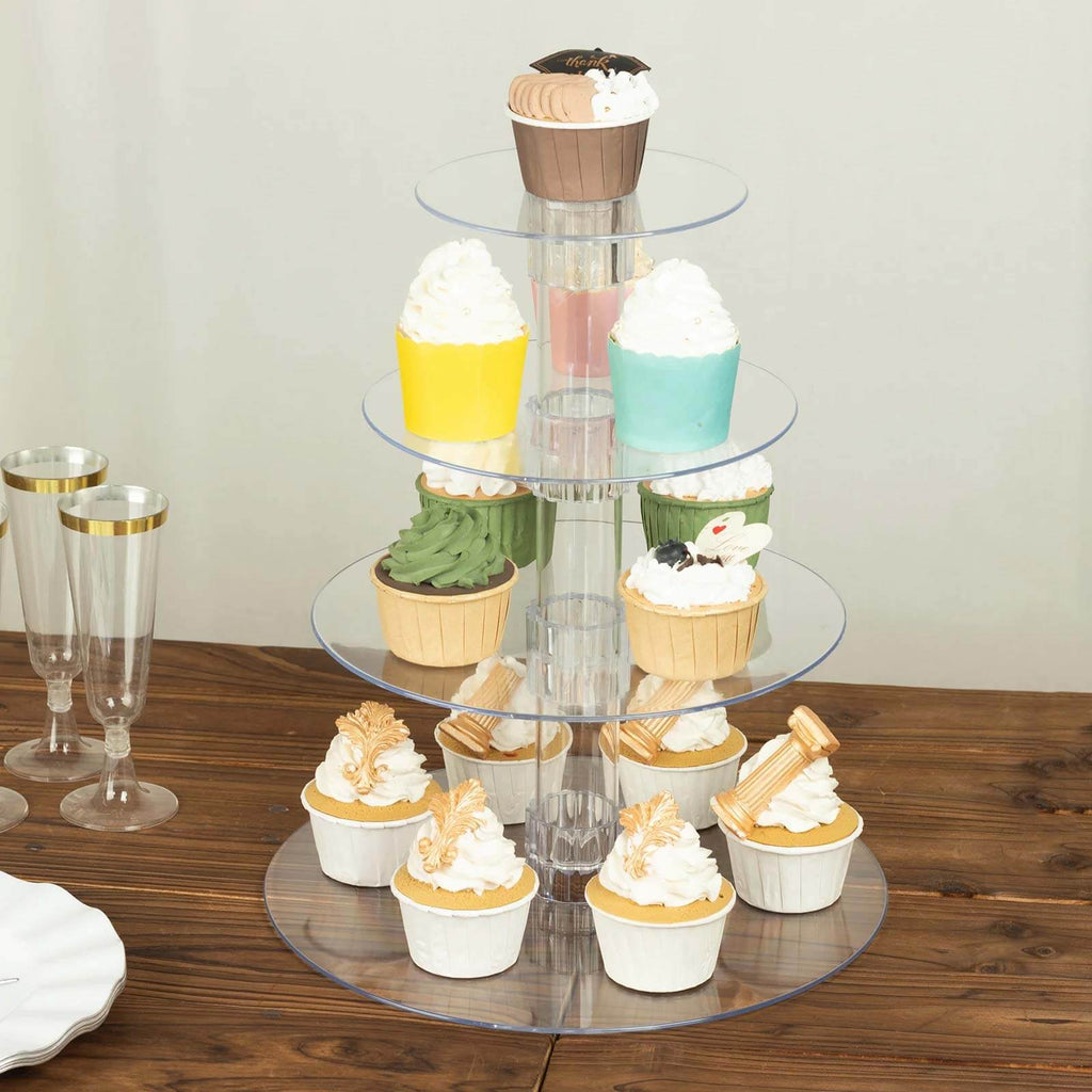 Acrylic Round Cupcake Stand 14" Clear | TableclothsFactory