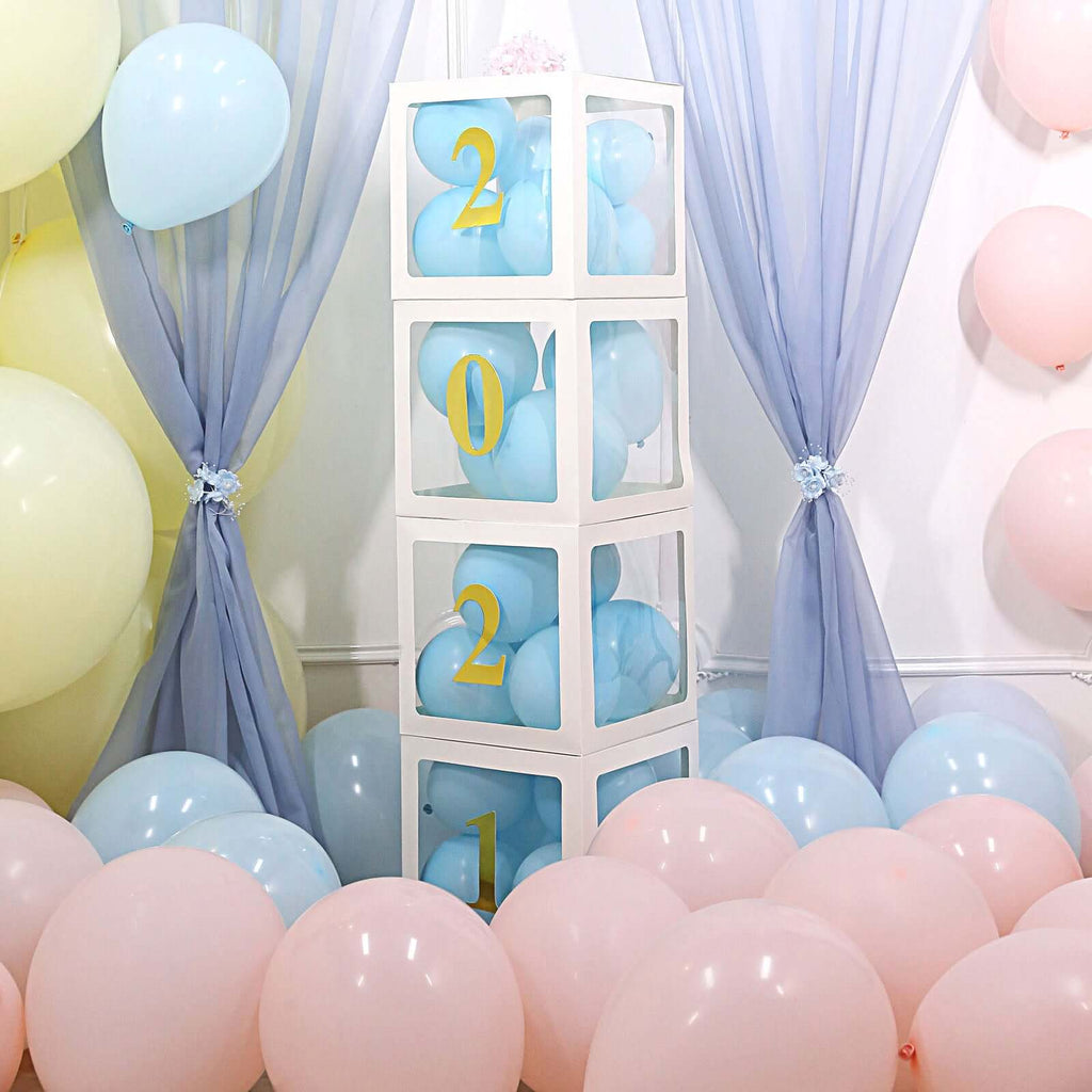 12" White Clear Baby Shower Balloon Boxes | TableclothsFactory
