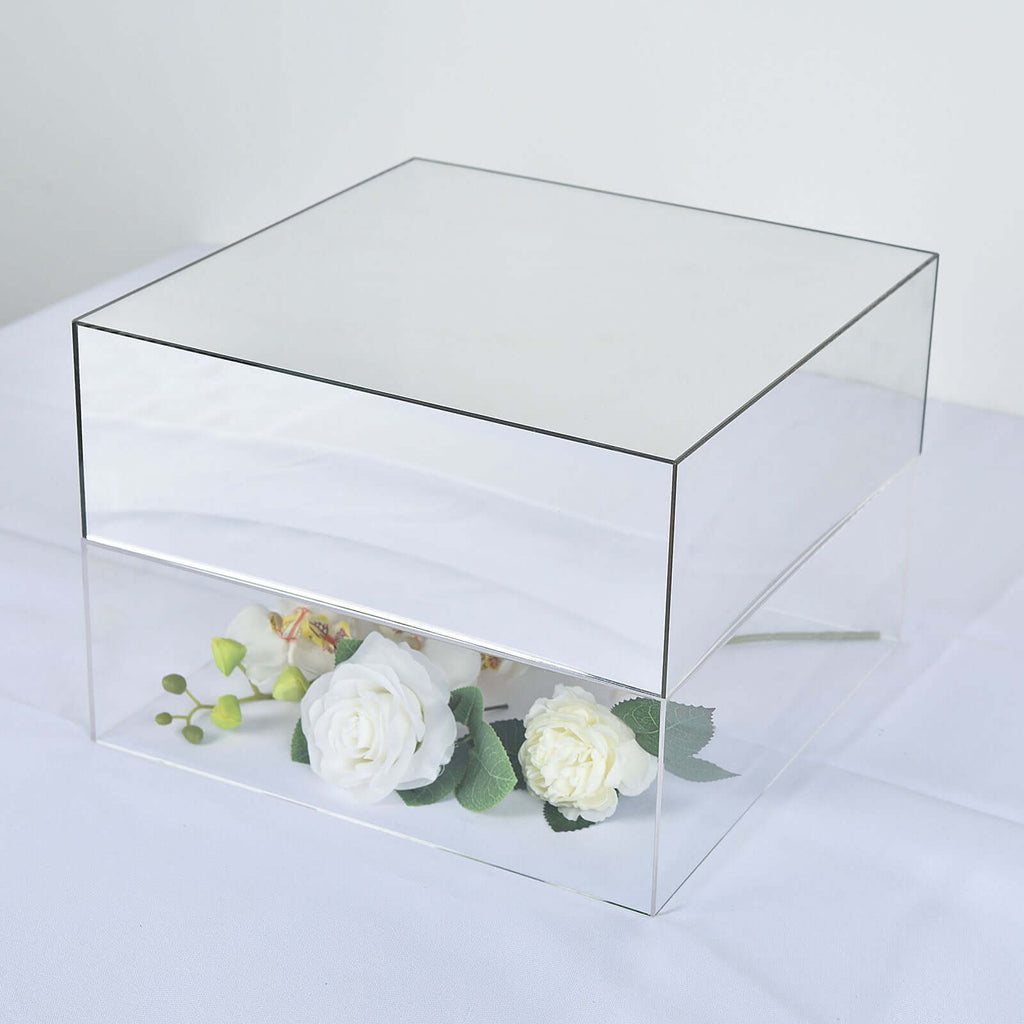Silver Acrylic Cake Box Stand 14x14" | TableclothsFactory