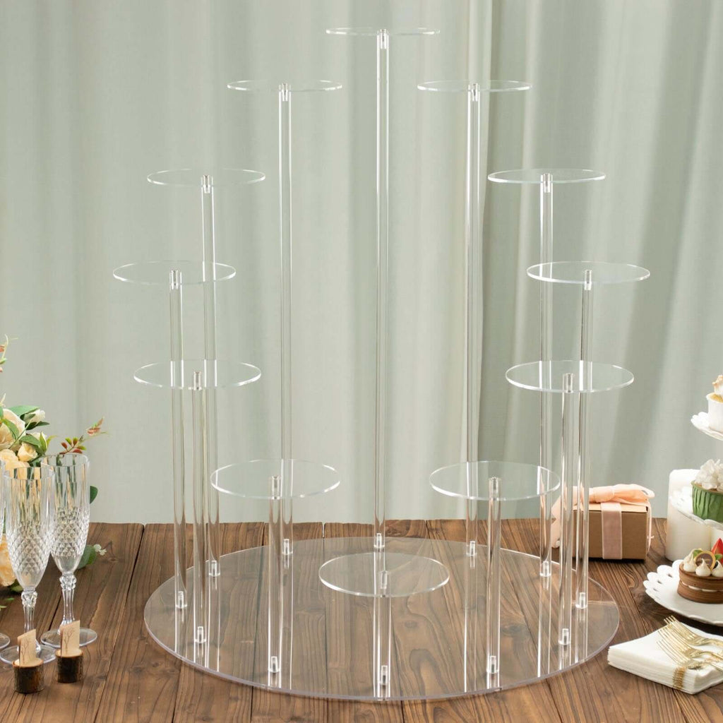 Acrylic 12-Arm Cake Stand Cupcake Holders 29" Clear | TableclothsFactory