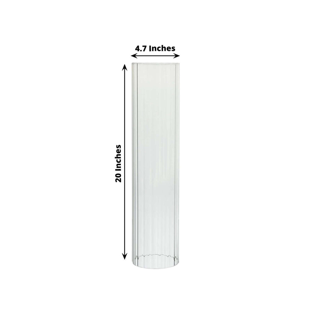 Clear Ribbed Glass Hurricane Shades 20" | TableclothsFactory