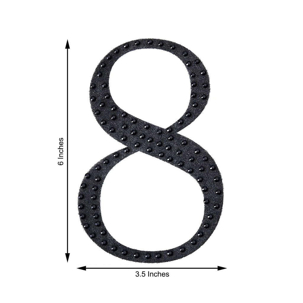 6" Rhinestone Sticker Numbers "8" Black | TableclothsFactory