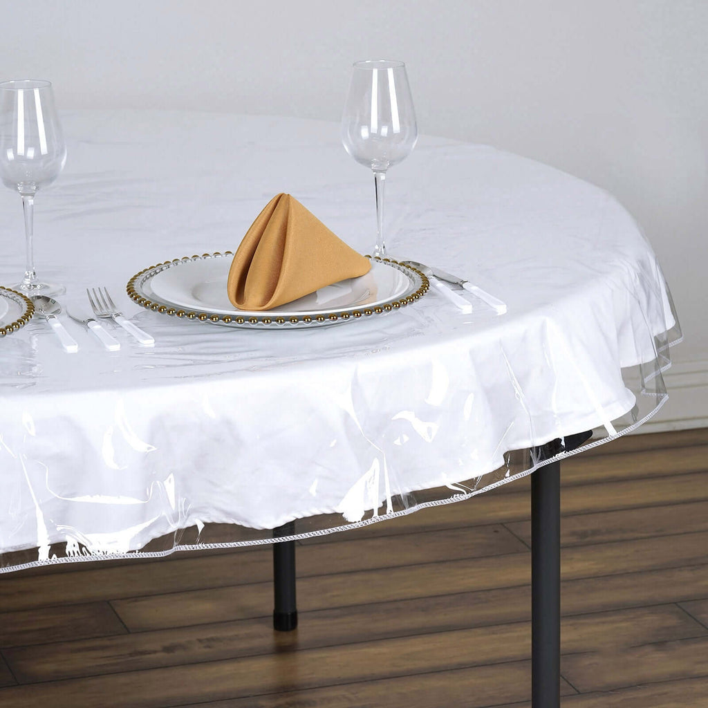 Vinyl Round Tablecloth 70" Clear | TableclothsFactory