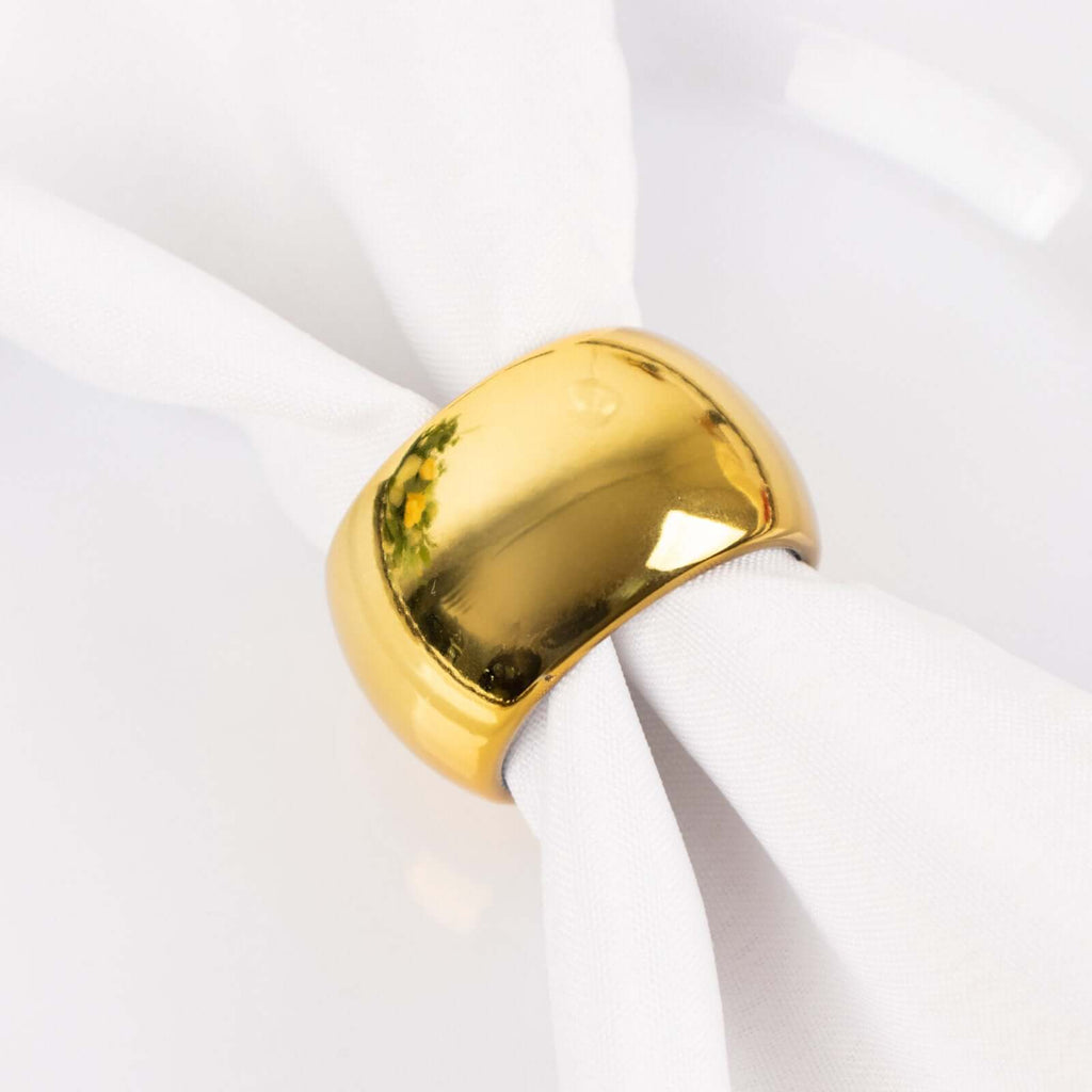 4 Pack Metallic Gold Acrylic Napkin Rings | TableclothsFactory