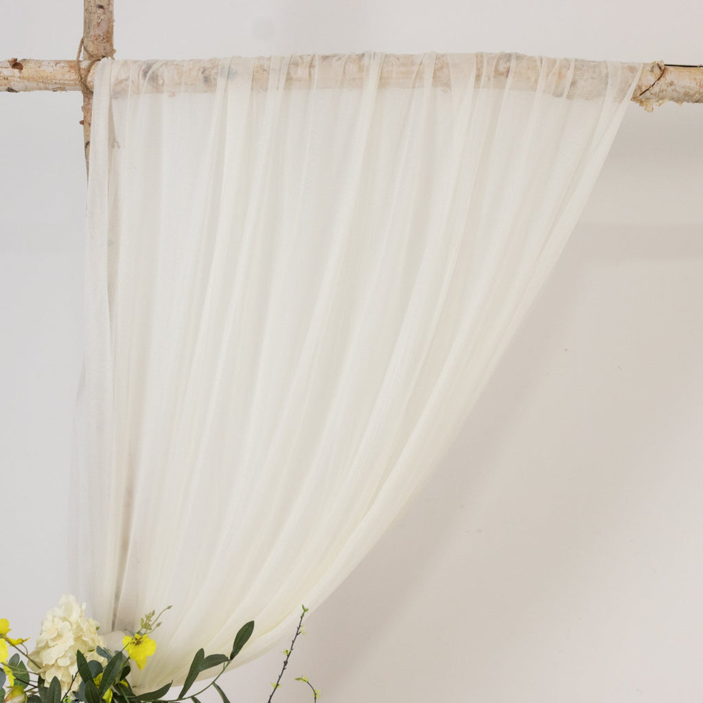 5x14ft Ivory Sheer Backdrop Curtain | TableclothsFactory