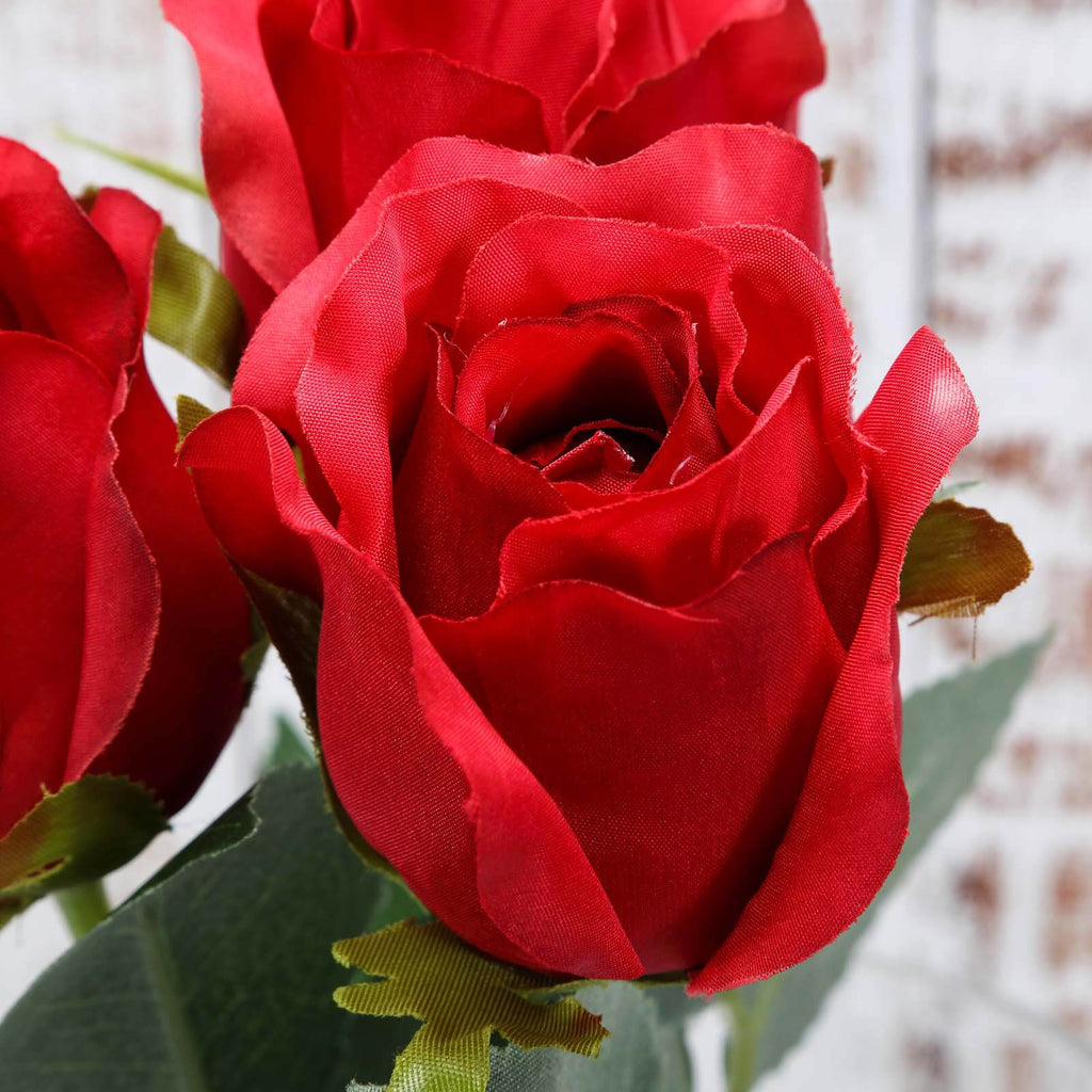 31" Red Silk Roses - 24Pcs Long Stem Flowers | TableclothsFactory