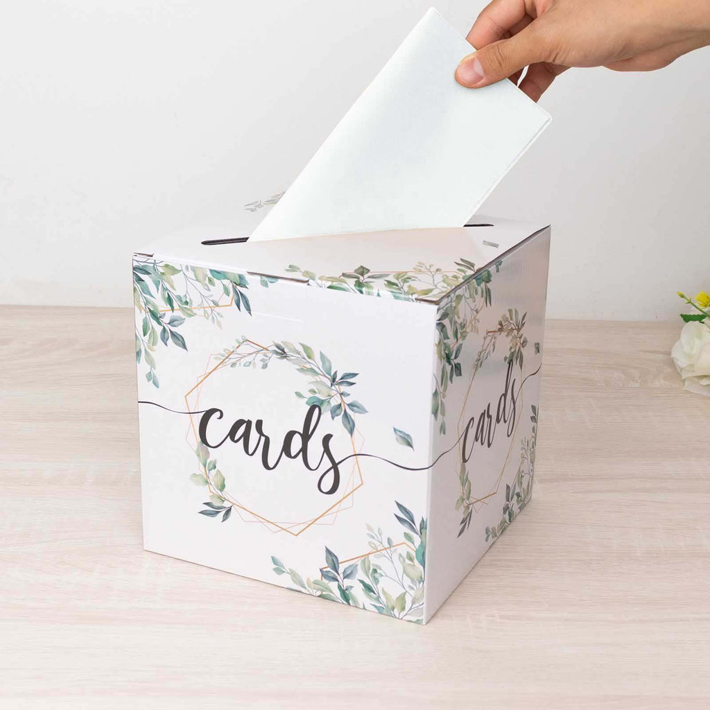 Greenery Wedding Gift Card Box - 8"x8" | TableclothsFactory