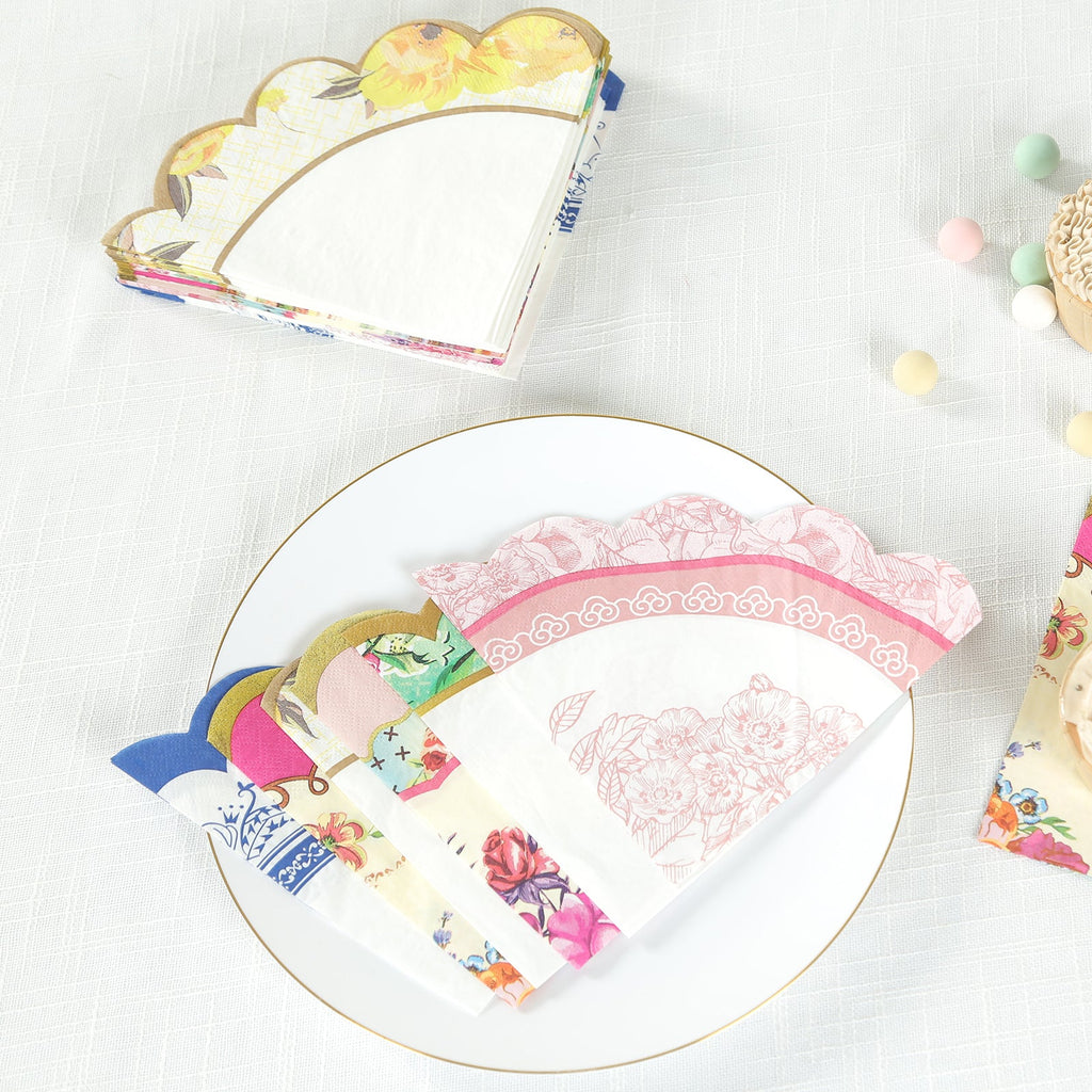 Mixed Floral Design Round Paper Cocktail Napkins 12" | TableclothsFactory