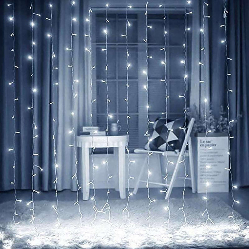 10ft Cool White LED Icicle Curtain Lights | TableclothsFactory