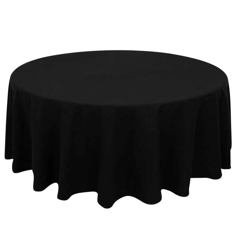 Cotton Blend Round Tablecloth 120" Black | TableclothsFactory
