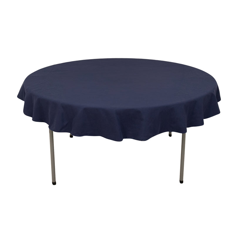 Cotton Blend Round Tablecloth 108" Navy Blue | TableclothsFactory
