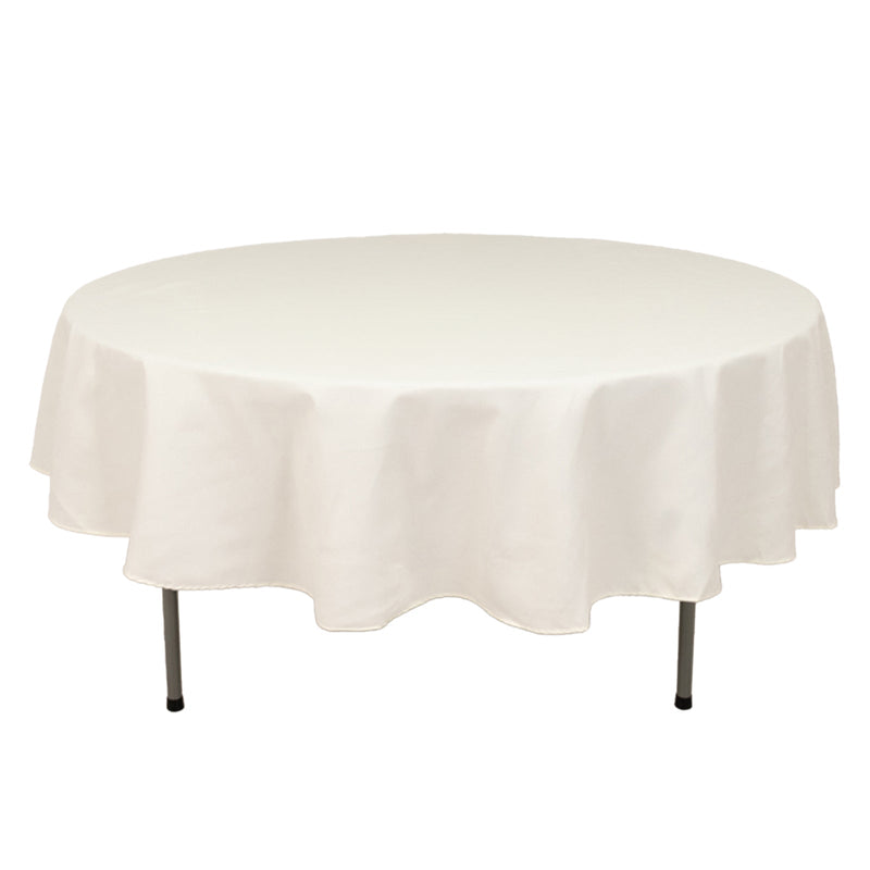 Cotton Blend Round Tablecloth 132" Ivory | TableclothsFactory