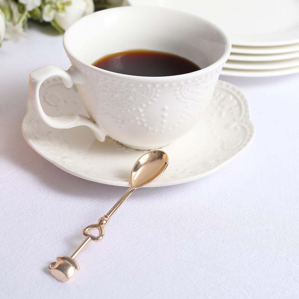 Gold Metal Couple Coffee Spoon Set | TableclothsFactory