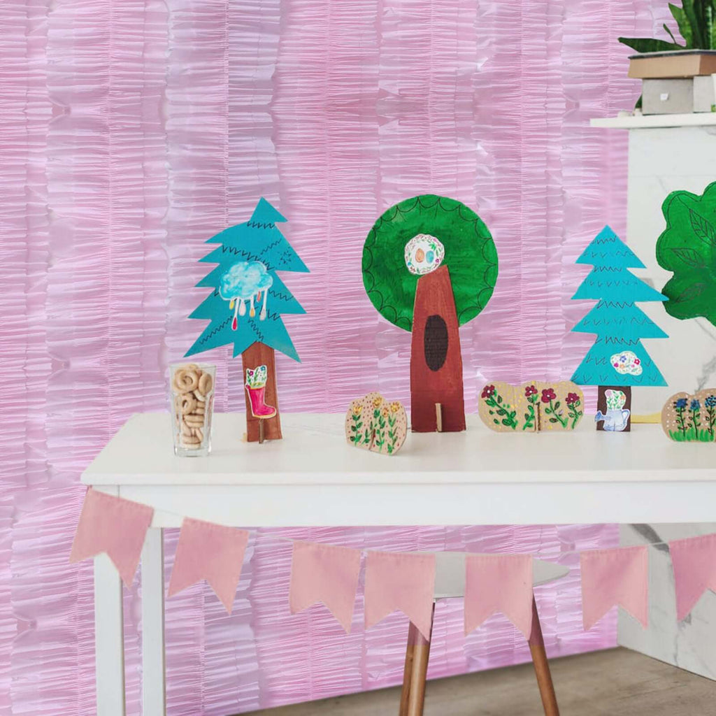 Blush Ruffled Paper Streamer Rolls 3 Pack | TableclothsFactory