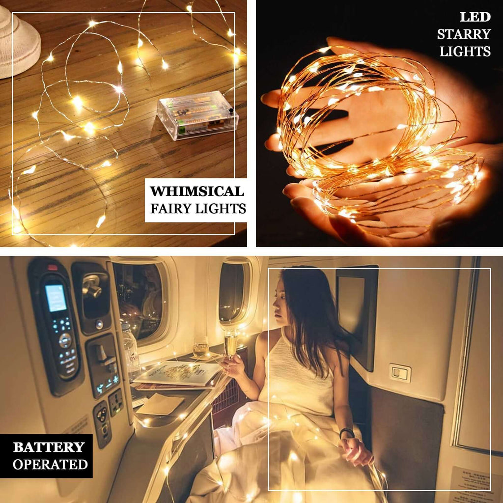 Starry Bright String Lights Warm White 90" | TableclothsFactory