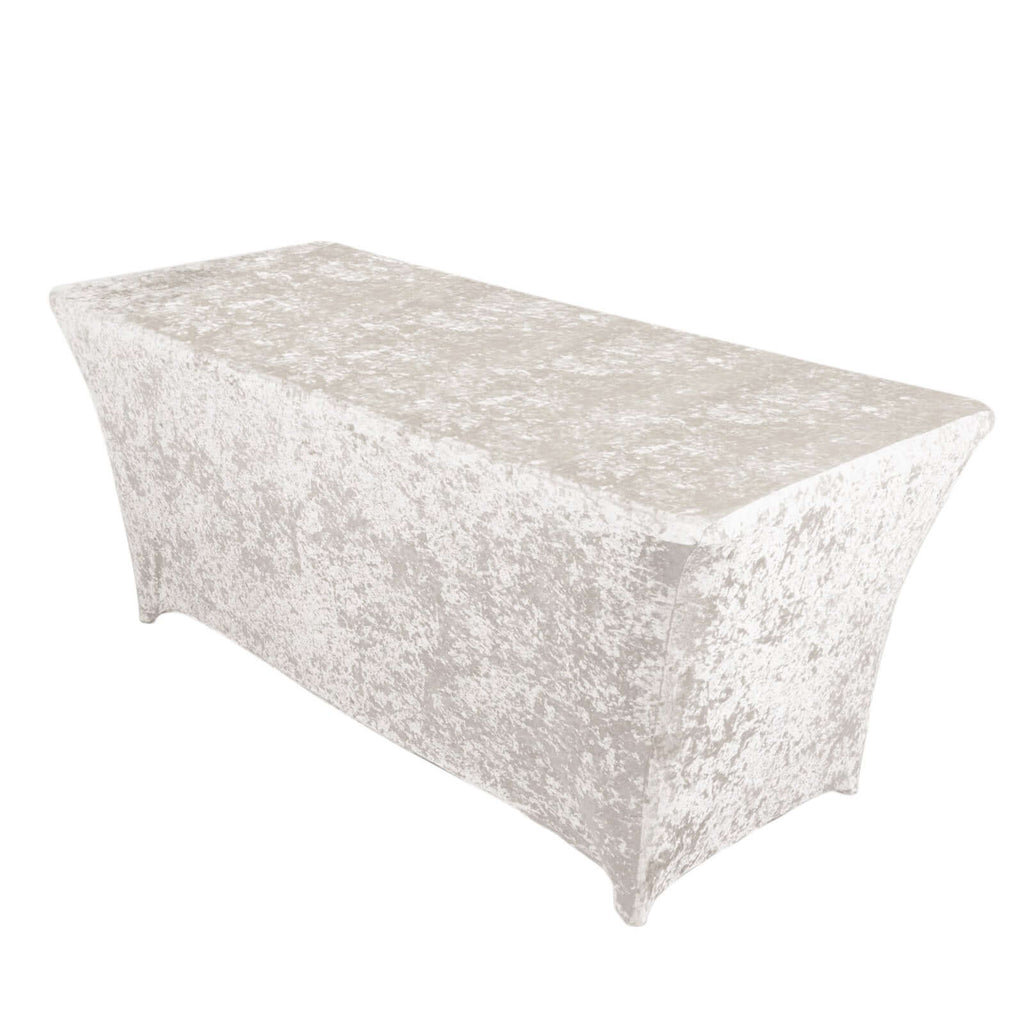 Crushed Velvet Fitted Table Cover 6ft White | TableclothsFactory