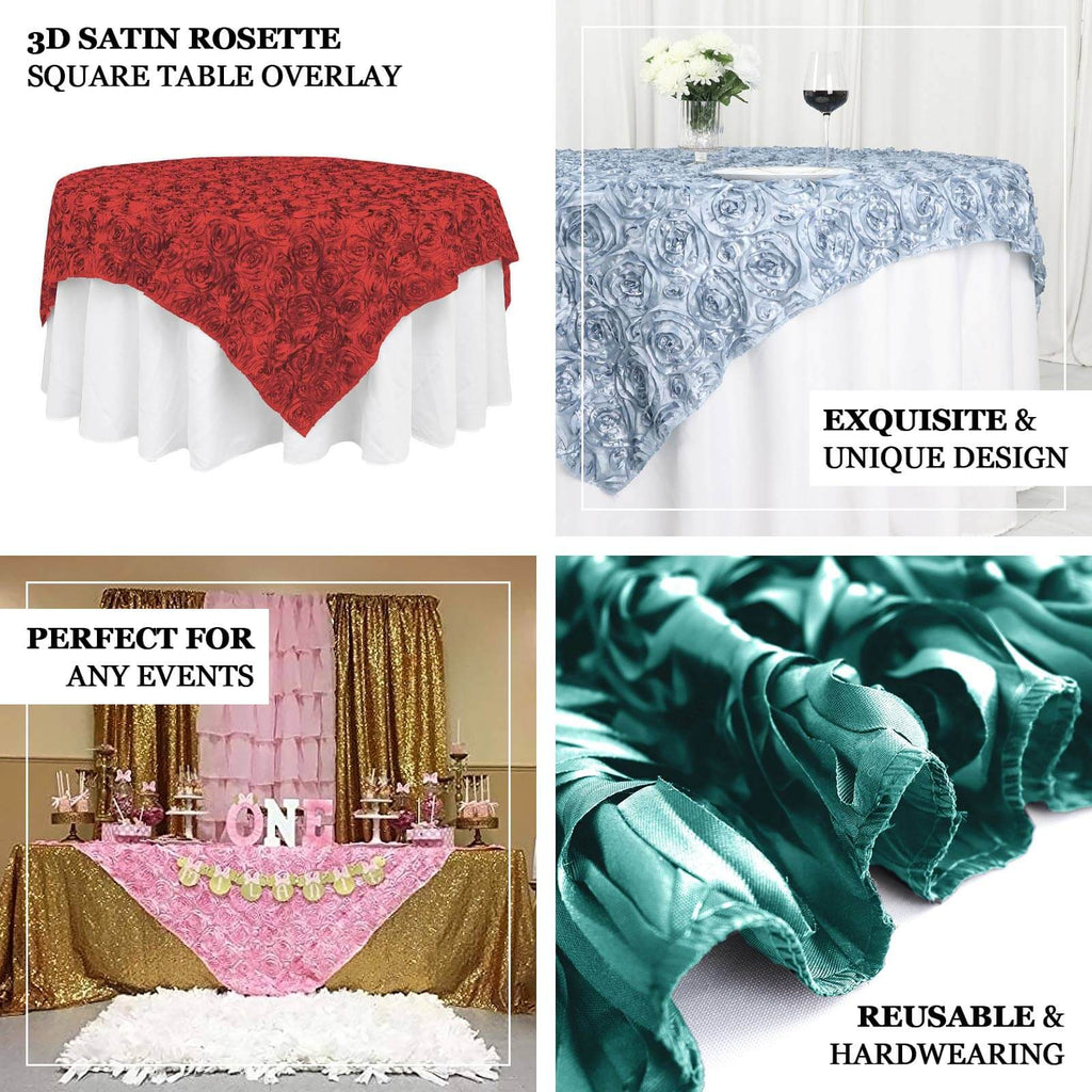 Rosette Satin Overlay 72"x72" Royal Blue | TableclothsFactory