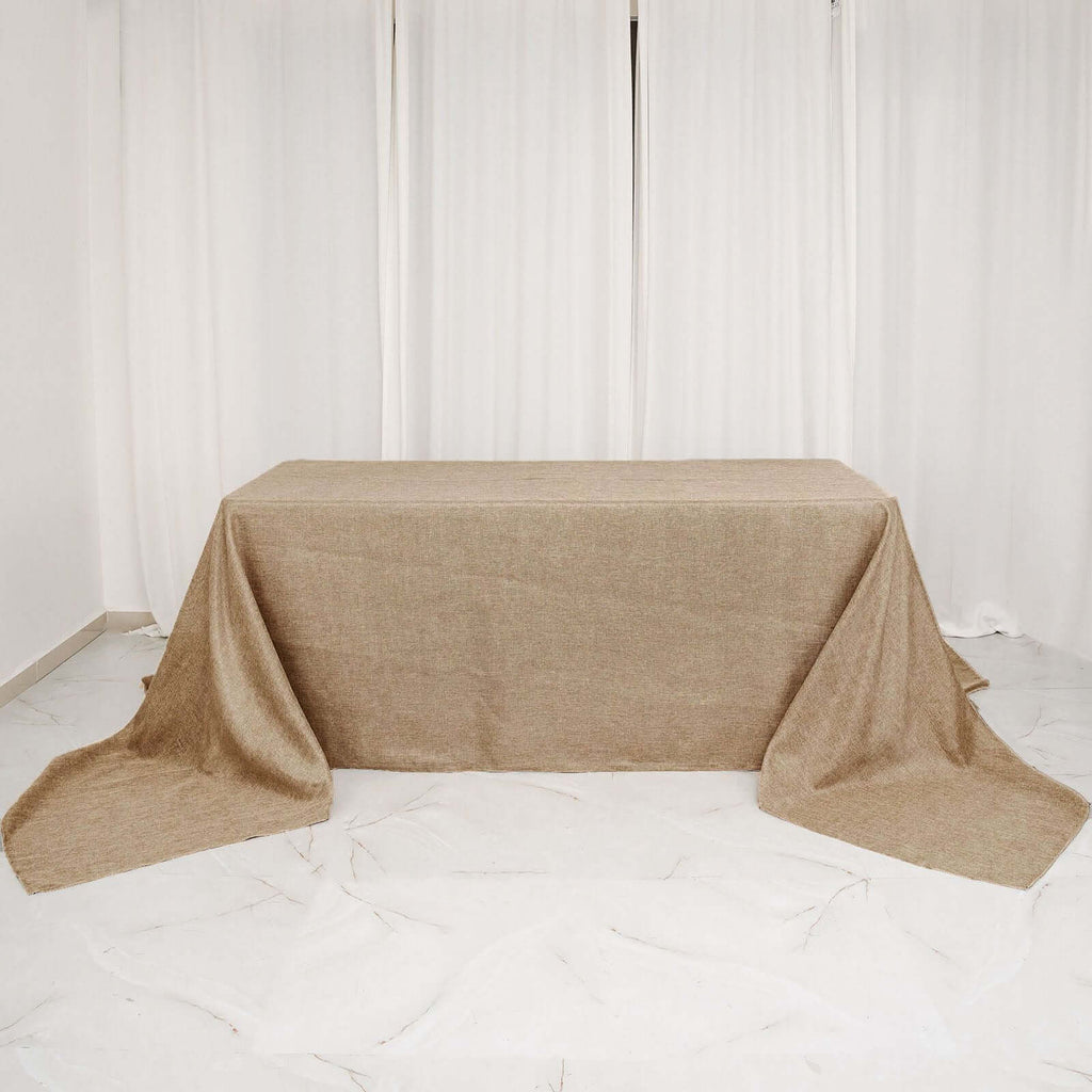 Faux Burlap Rectangle Tablecloth 90"x156" Natural | TableclothsFactory