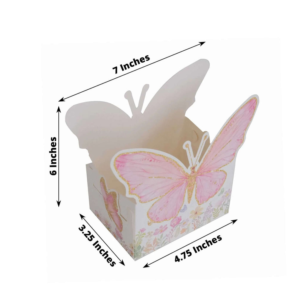 Paper Food Trays 6"x7" White/Pink Glitter Butterfly Design ...