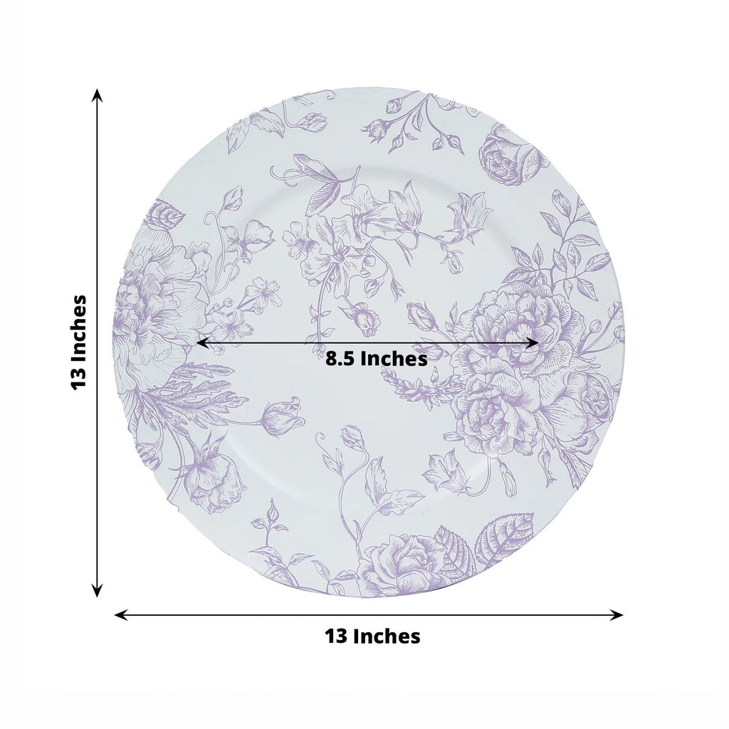 White Lavender Charger Plates 13" | TableclothsFactory