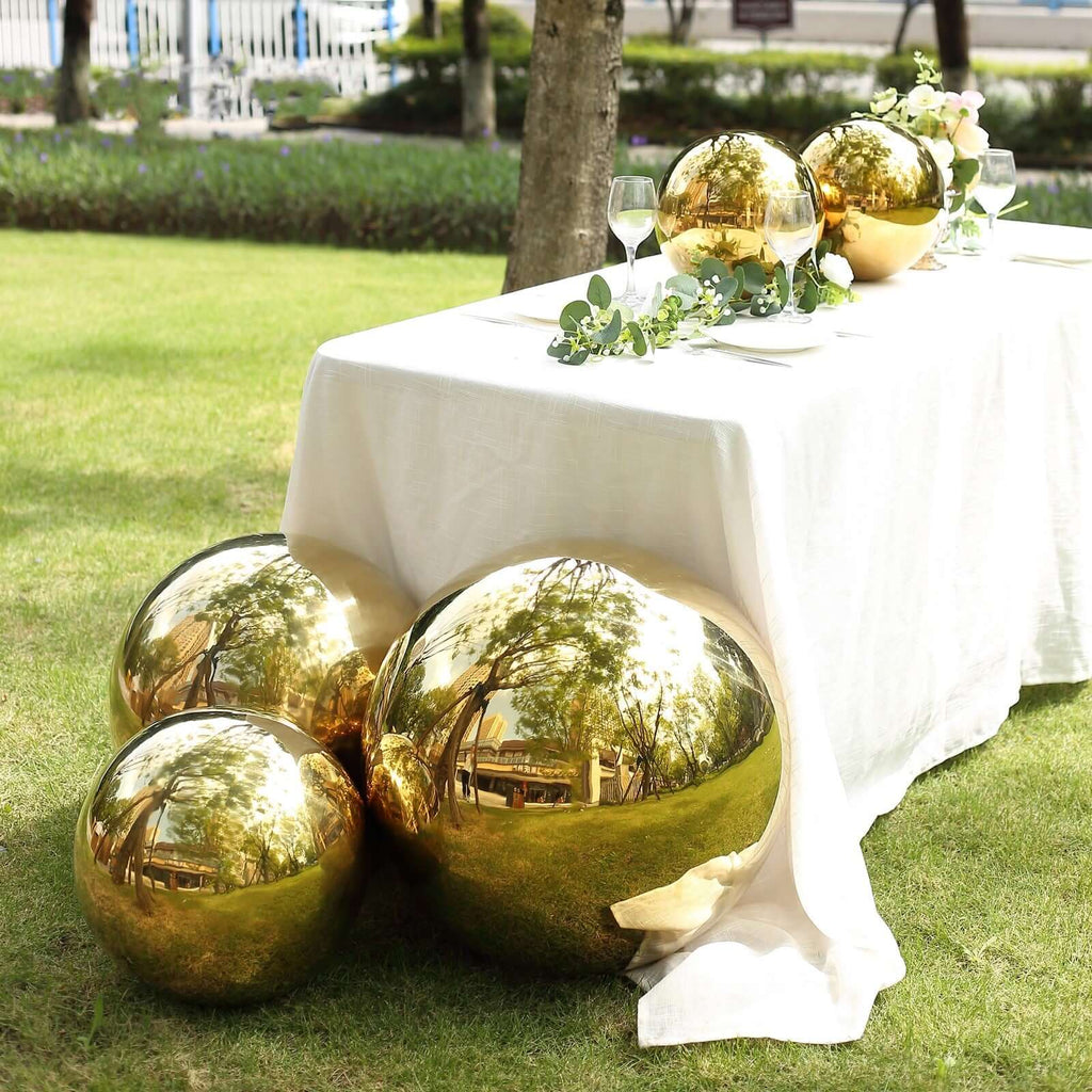 Globe Mirror Ball Stainless Steel Gold 12" | TableclothsFactory