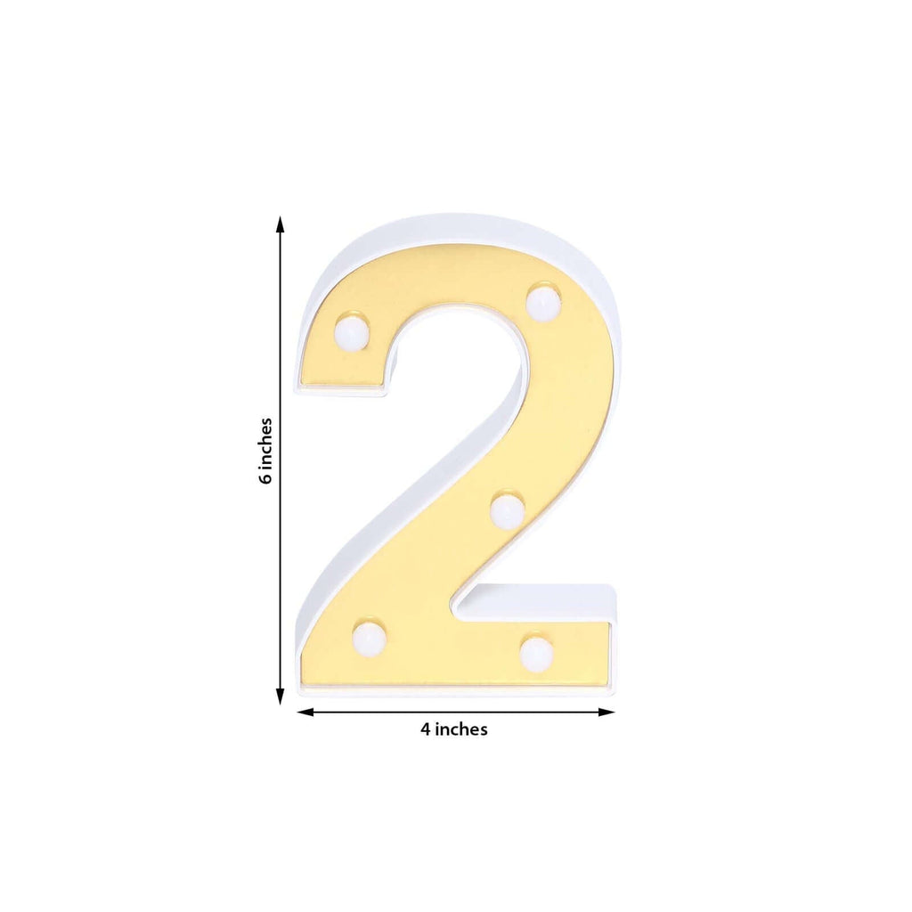 6" LED Marquee Number "2" Gold | TableclothsFactory