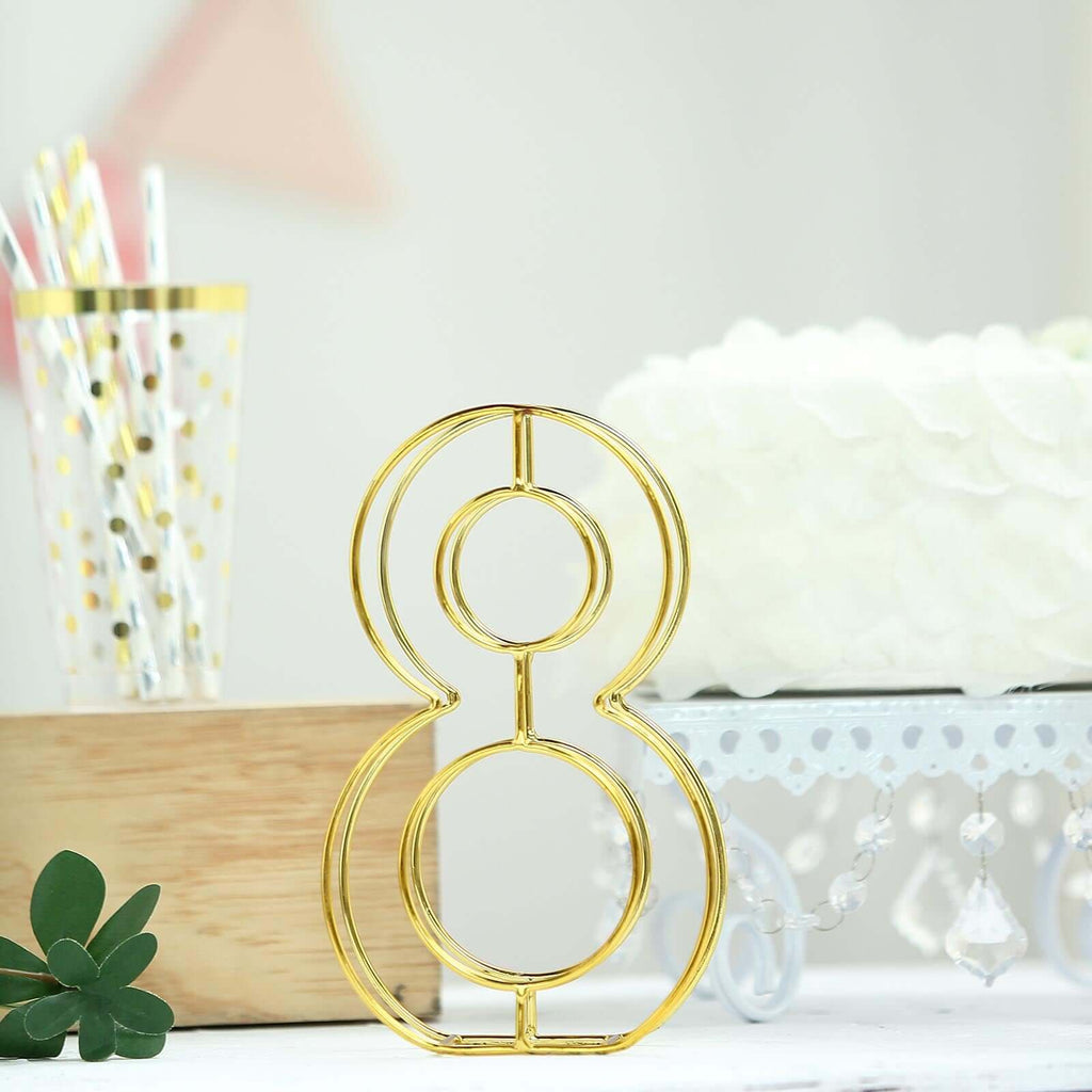 Gold 8" Tall 3D Metal Wire Wedding Table Numbers | TableclothsFactory