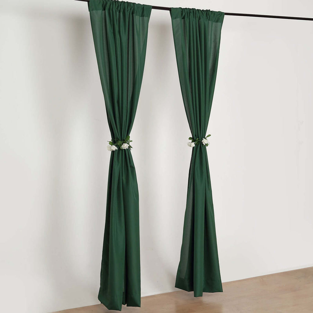 Hunter Green Polyester Event Curtain Drapes 2 Pack | TableclothsFactory