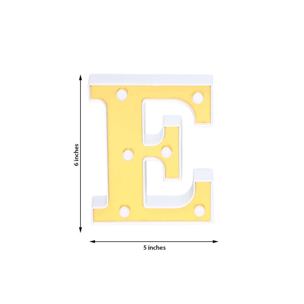 6" LED Marquee Letter "E" Gold | TableclothsFactory