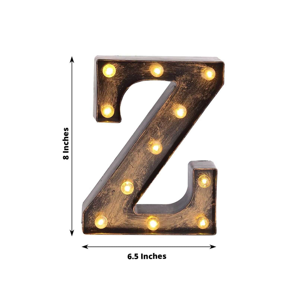 9" LED Marquee Letter "Z" Antique Black | TableclothsFactory