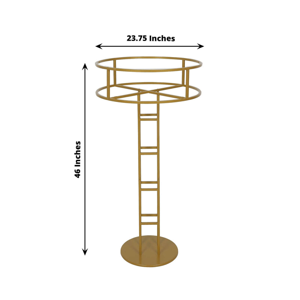 Metal Halo Top Floral Riser Pedestal Gold 46" | TableclothsFactory