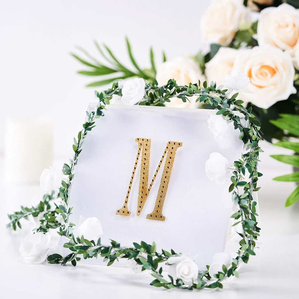 4" Rhinestone Sticker Letters "M" Gold | TableclothsFactory