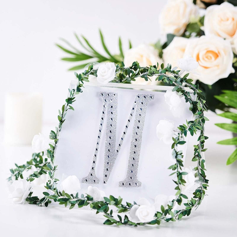 Clear Rhinestone Monogram Letter Stickers - 12 Pack | TableclothsFactory