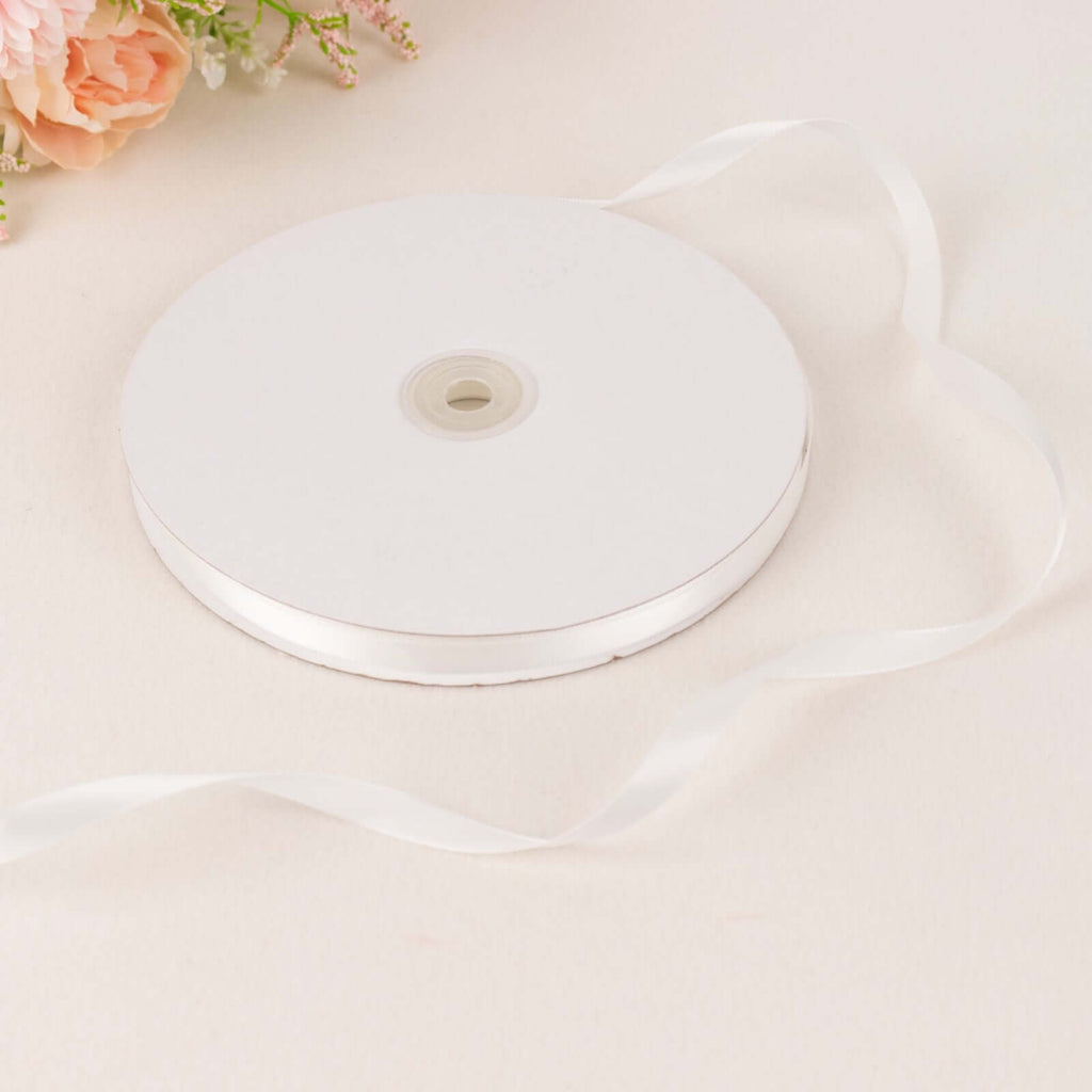 100 Yards White Satin Ribbon | TableclothsFactory