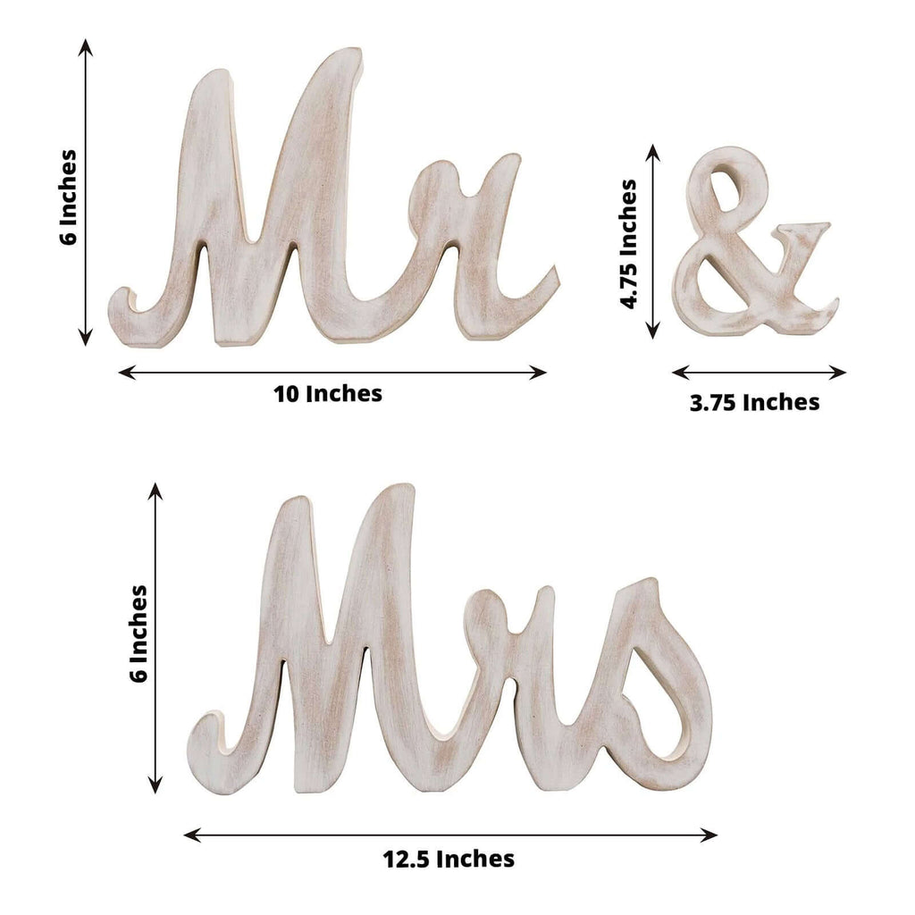 Wooden "Mr & Mrs" Letters Whitewashed | TableclothsFactory